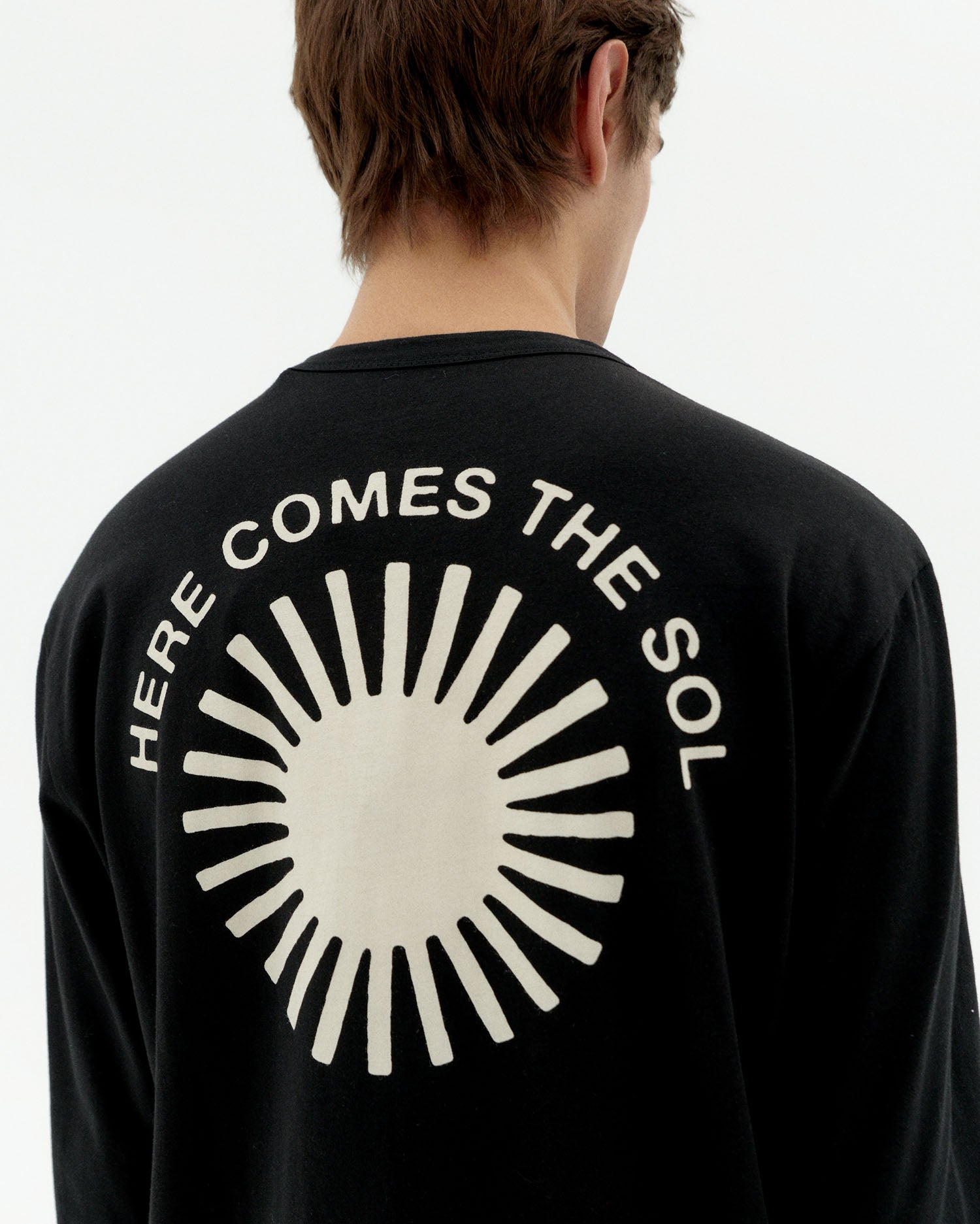 Sustainable T-Shirt Black Sol Retro Man | Thinking Mu – Thinking MU