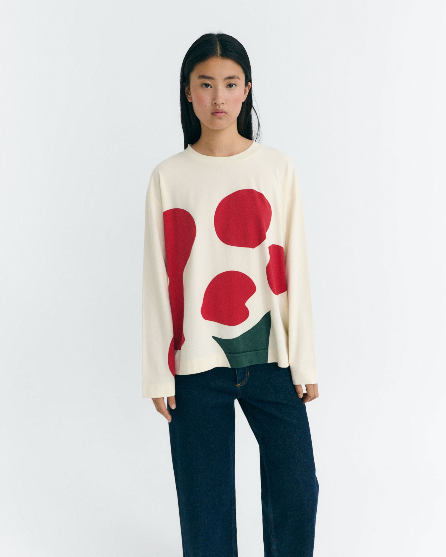 Emily Long Sleeve White Women's Long Sleeve T-Shirt Emily | Thinking Mu ...
